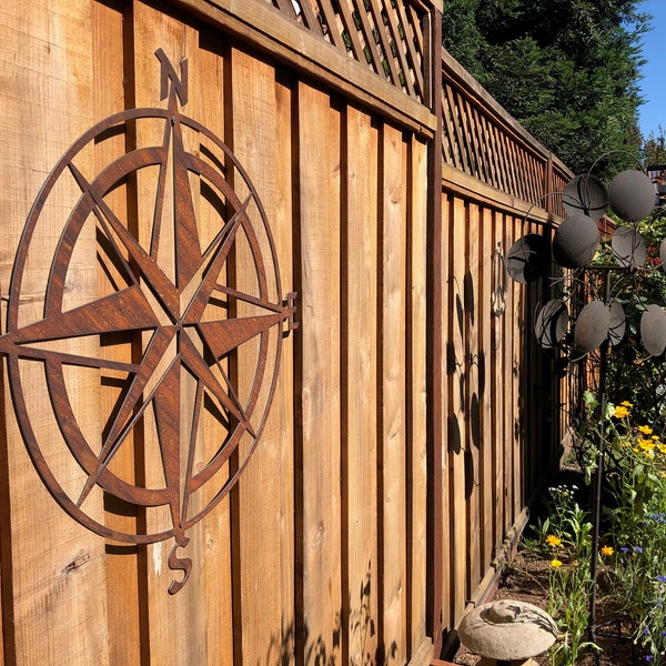 Rustic Nautical Compass Recycled Metal Art 30 Inch - Etsy
