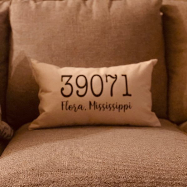 Personalized Zip Code Pillow/coordinates Pillow/farmhouse Pillow Cover ...