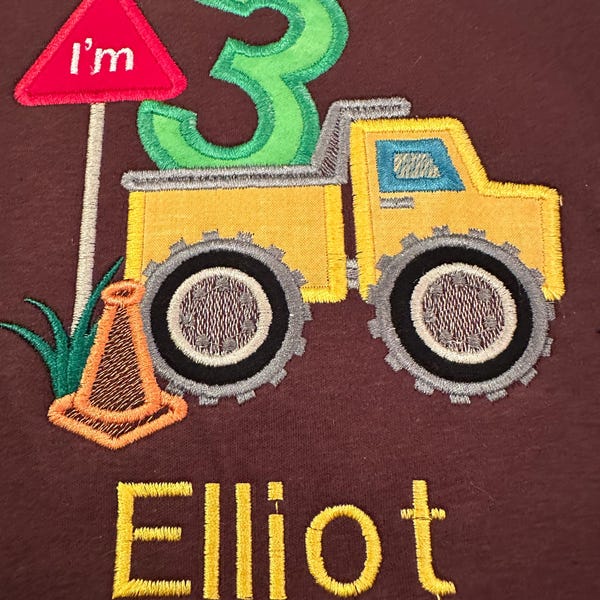 Construction Number 3 Dump Truck Applique - A BMB EXCLUSIVE Design! - Etsy