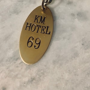 Custom Hand Stamped Hotel Room Key Tags Brass Key Chain Fob Brass Cow ...