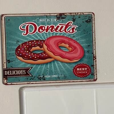 Vintage Donuts Metal Sign, Donuts Sign, Vintage Sign. Retro Wall Sign ...