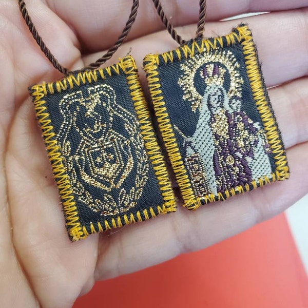 Mt Carmel Brown Scapular Catholic Devotional Necklace for Protection Mt ...