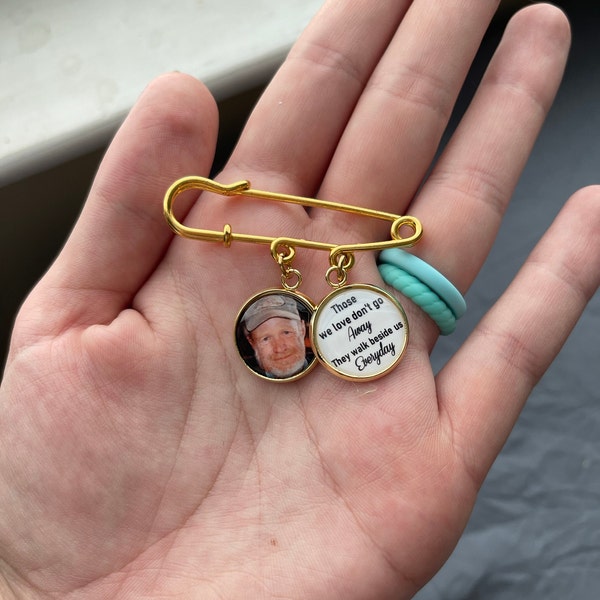 Gold Memorial Photo Lapel Pin Gift for Groom From Bride Custom Memorial ...