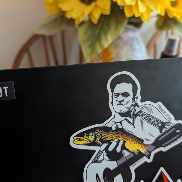 Cowboy Fly Fishing Sticker, Western Sticker, Trout Sticker, Rifle ...