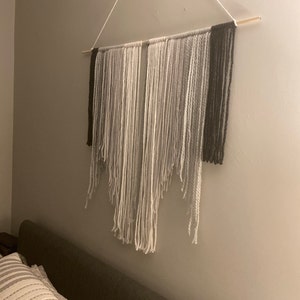 Blue Yarn Wall Hanging Ombre Wall Art Boho Above Bed Decor - Etsy