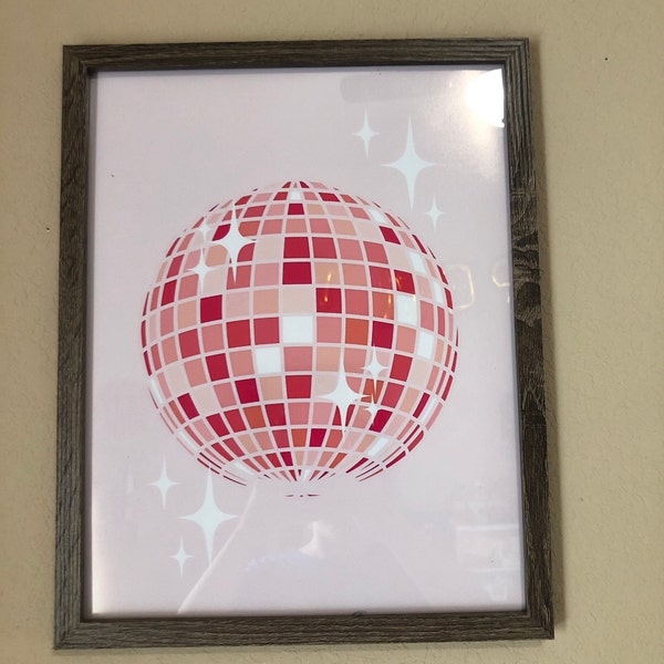 Disco Ball Decor Groovy Poster, Preppy Room Decor Bar Cart Art, Disco ...