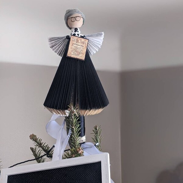 RBG Angel Tree Topper, RBG Doll, Memorial, Supreme Court, Book Angel ...