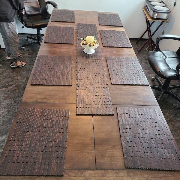 Vintage Wooden Placemat, Natural Foldable Teak Wood Rectangular ...