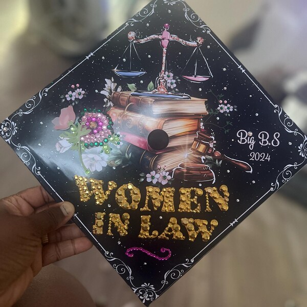 Personalized Law School Graduation Cap Topper, Women in Law Printed ...