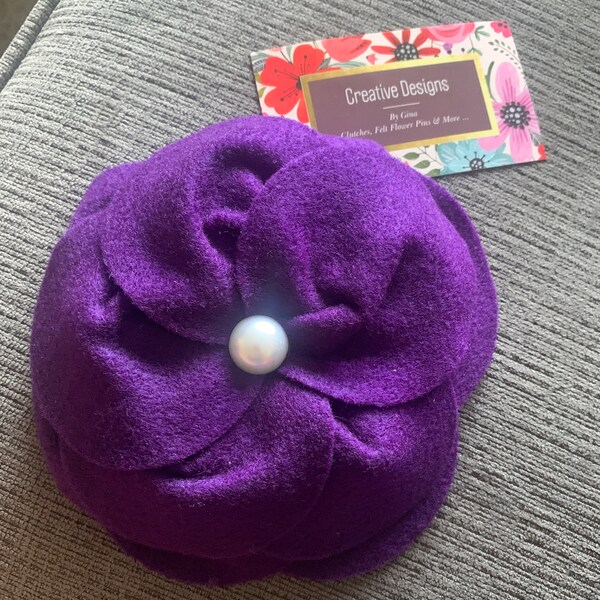African Violet Corsage// DST African Violet Flower Pin//purple Felt ...