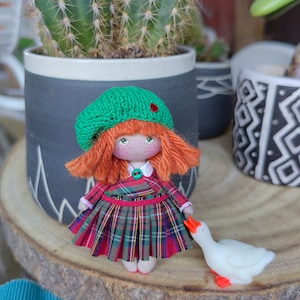 Cute Mini Fabric Handmade Redhead Doll for Dollhouse 1/12 Scale Perfect ...