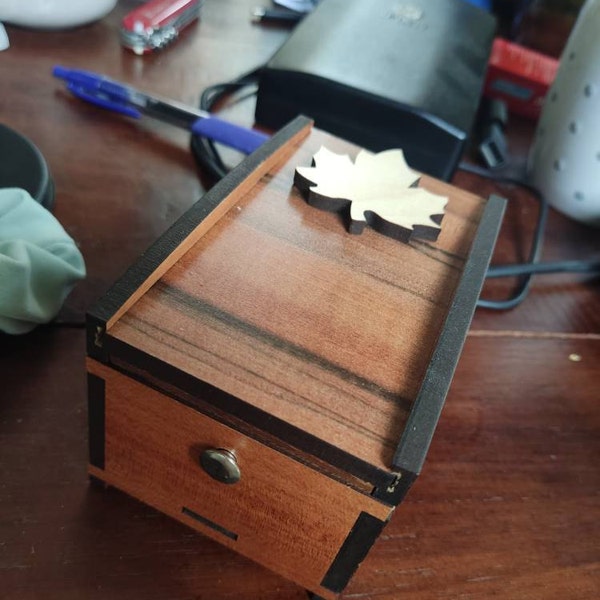 Japanese Puzzle Box 2 Sun Cube 4 Step Drawer Koyosegi, Walnut, Wood ...