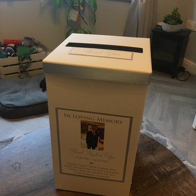 Personalised Funeral Memorial Donations Collection Card Post Box - Etsy UK