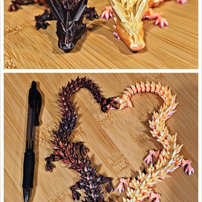 3D Printed Phoenix Fire Pyro Dragon, Articulated Dragon Figurine ...