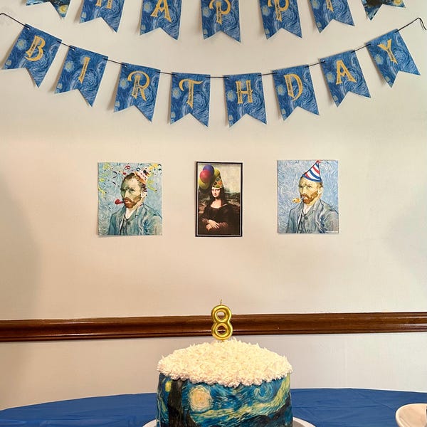 Starry Night Printable Banner, Van Gogh Starry Night DIY, Vincent Van ...