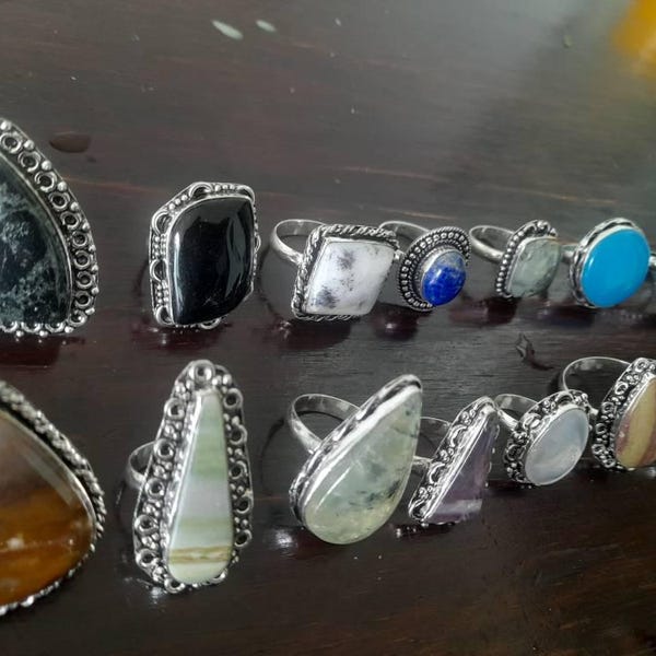 Wholesale Lot Assorted Crystal Rings for Women Gemstone Handmade Ring ...