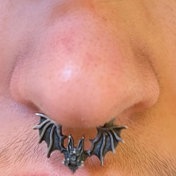 Bat Septum Ring, Goth Clicker, Septum Ring 16g, Septum Ring 14g ...