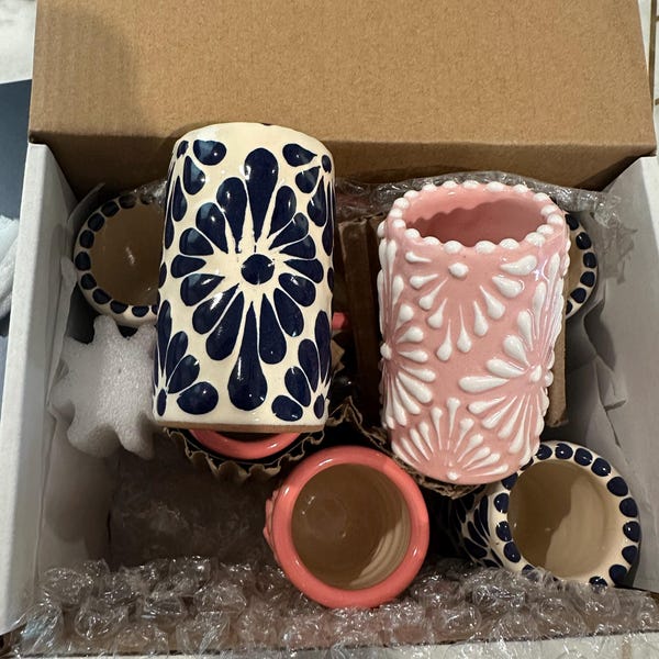 Pink Talavera Shot Glass – Handmade Mexican Pottery Wedding Favor ...