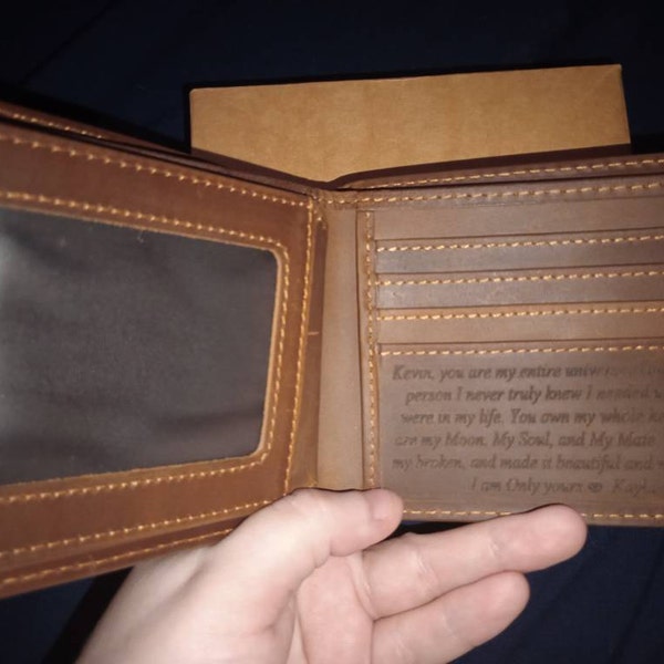 Handwriting Men's Wallet, Engraved Memorial Signature Wallet, Groomsmen ...