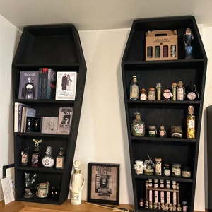 52 Inch Coffin Bookshelf, Goth, Spooky, Home Decor, Bookcase, Mystic ...