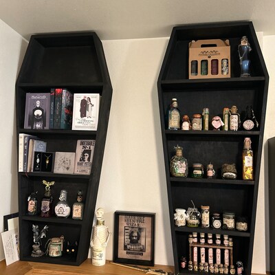 52 Inch Coffin Bookshelf, Goth, Spooky, Home Decor, Bookcase, Mystic ...