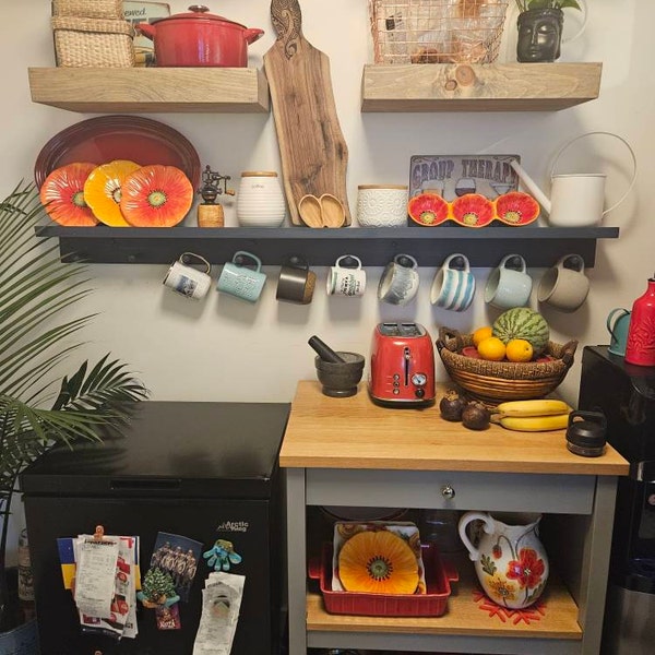 SET OF TWO Wood Floating Shelves - 3" Thick - 10" Deep - Etsy Canada