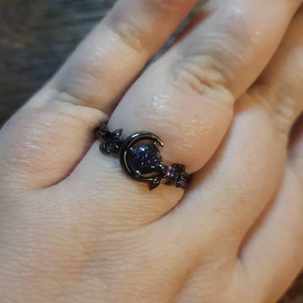 Gothic Amethyst Couple Rings His and Hers Ring Set Vintage Amethyst ...