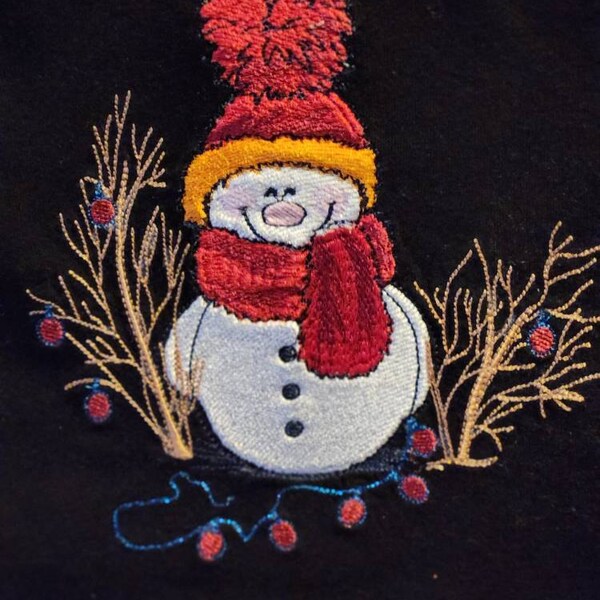 Snowman Embroidery Design, Snowman Christmas Tree Light Machine ...