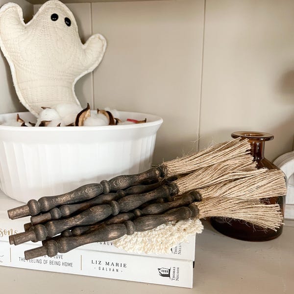 Spindle Witches Brooms, Mini Broomstick, Halloween Tiered Tray Decor ...