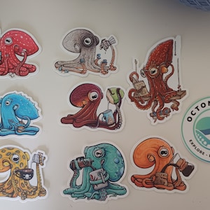 Latte Luna, the Blue-ringed Octopus Sticker, Laptop Sticker, Reusable ...
