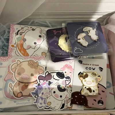 Ice Cream Cow Sticker Set, Kawaii Flavor Cow Vinyl Stickers ...