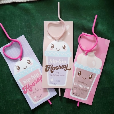 Silly Straw Valentine Printable Cards, Crazy Straw Classroom Valentines ...