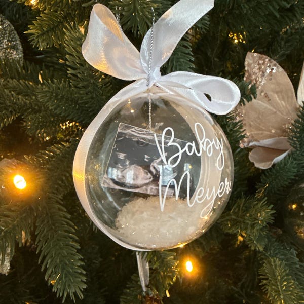 Personalised Pregnancy Scan Photo Bauble, Christmas Tree Decorations - Etsy