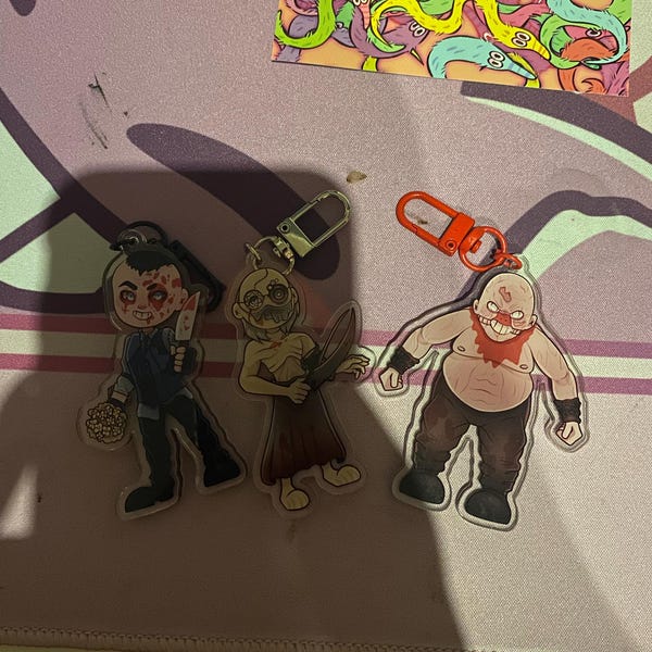 Stares at You Autistically One Sided Holographic Acrylic Keychain 6.5cm ...