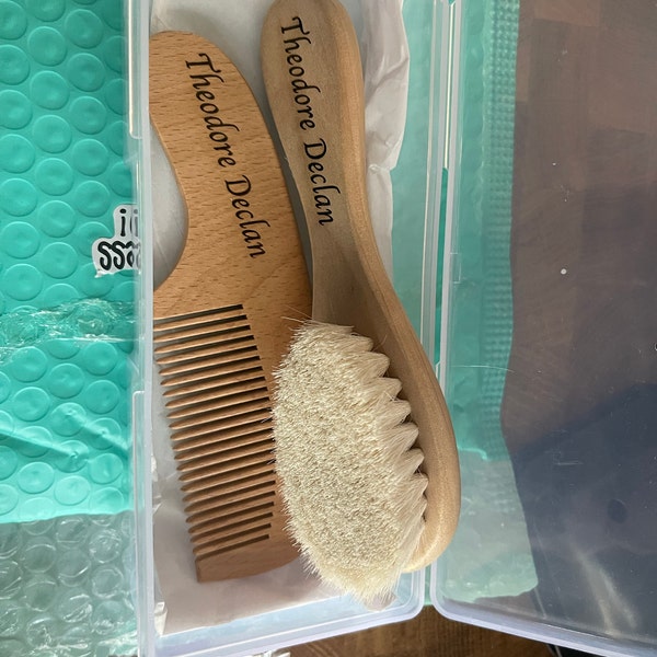 Natural Wood Comb and Brush Set, Blank Brush and Comb, Engravable Brush ...