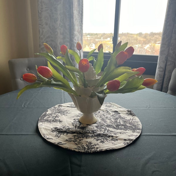 Round Table Topper Centerpiece Mat Multicolor Jacobean Floral Jacquard ...