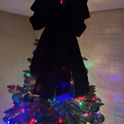 Black Velvet Christmas Tree Bow for Wreath, Lantern Bow Decoration ...