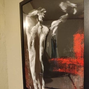 Large Charcoal Drawing of a Couple Embrace Lovers Intimate Moments ...