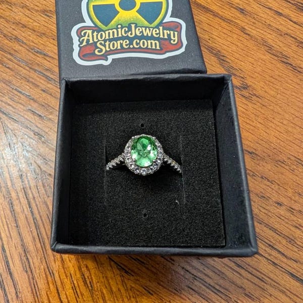 Uranium Glass Oval Cut Ring Size 4 Through 10.5 in New Sterling Silver ...