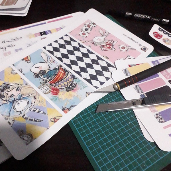 ALICE in WONDERLAND PRINTABLE Stickers, Erin Condren Printable Planner ...