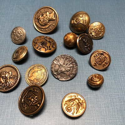 Vintage Metal Buttons Grab Bag Lot, Quantity Choice, Mixed Sewing ...