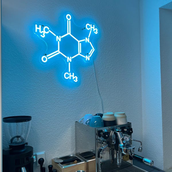 Caffeine Molecule, Led Neon Sign, Wall Decor Caffeine Molecule, Coffee ...