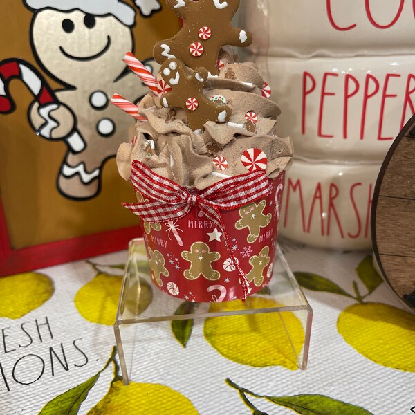 Fake Gingerbread Man Cupcakes, Christmad Decor, Holiday Tiered Tray ...