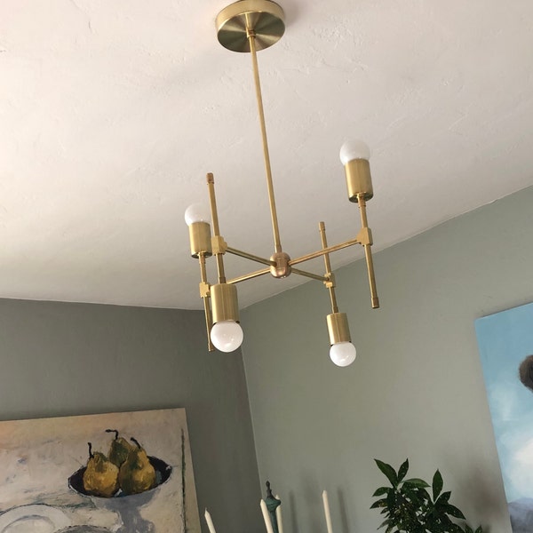 Geometric Chandelier - Gold Ceiling Light - Geometric Fixture - Mid ...