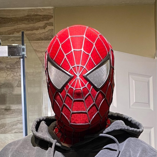 Black Spiderman Mask,tobey Maguire Spiderman Mask With Faceshell Lenses ...