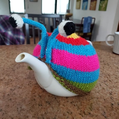 Knitted Blue Stripy Snail Tea Cosy. Tea Lovers Teatime Treat. - Etsy