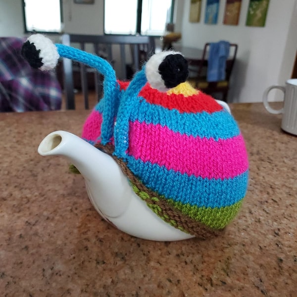 Knitted Blue Stripy Snail Tea Cosy. Tea Lovers Teatime Treat. - Etsy