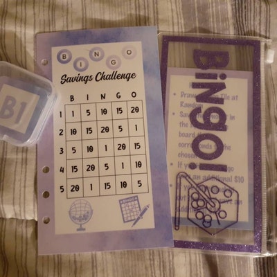 Bingo Savings Challenge Lilac Glitter Cash Envelopes Savings Challenge ...