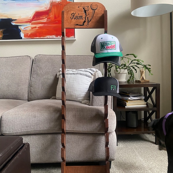 Custom Cap Rack for 20 Caps, Hat Rack, Carved Cap Rack, Personalize Cap ...