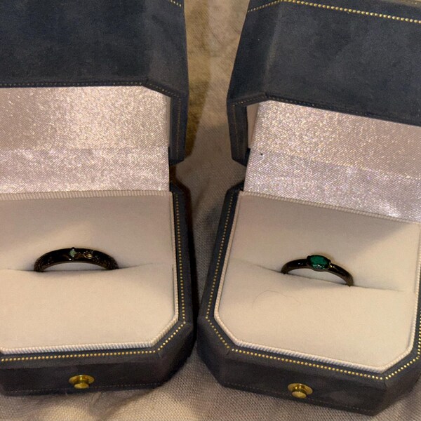 2PCS Antique Ruby Couple Wedding Ring Set Leaf Floral Couple Promise ...